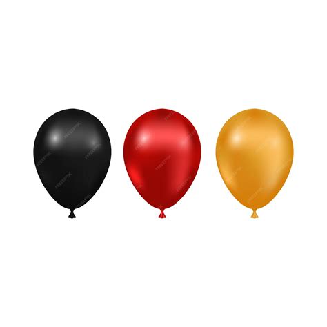 Premium Vector Realistic Glossy Gold Black And Red Balloon Vector