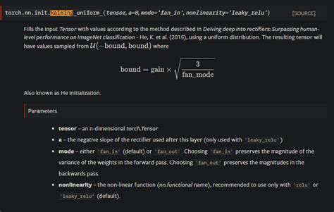 what is the theoretical reason for the default way of pytorchs weight