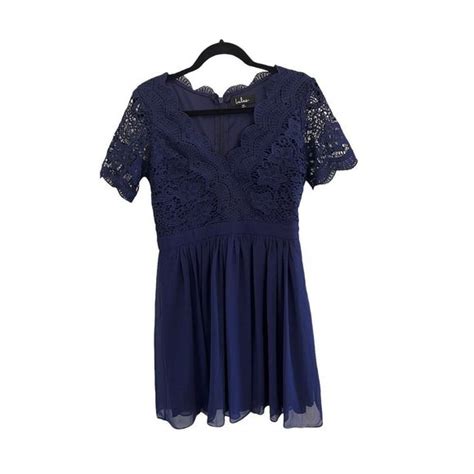 Lulus Dresses Lulusangel In Disguise Navy Blue Lace Skater Dress