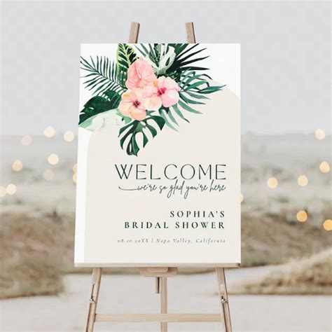 Tropical Floral Arch Bridal Shower Welcome Foam Board Zazzle