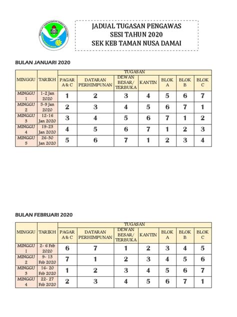 Contoh Jadual Bertugas Pengawas Pdf