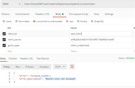 keycloak get access token with postman access type bearer only