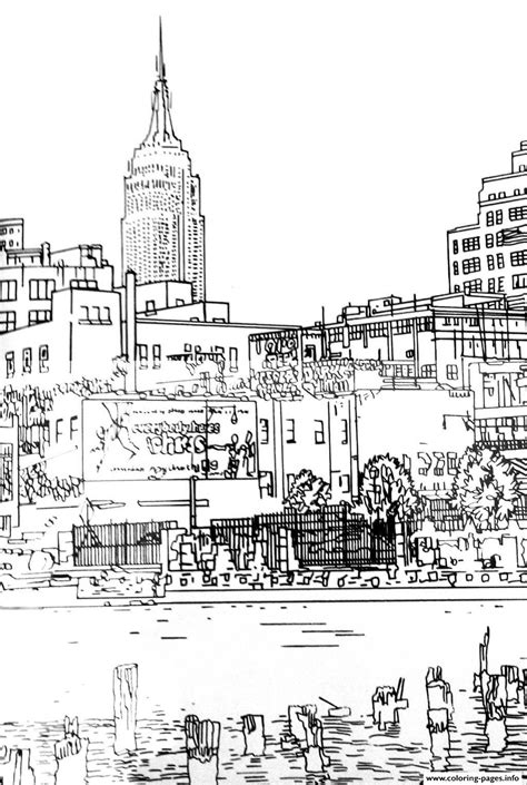 City Adult Drawing New York Coloring Page Printable