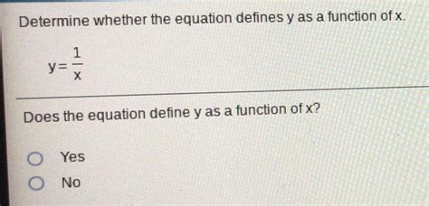 [answered] determine whether the equation defines y as a function