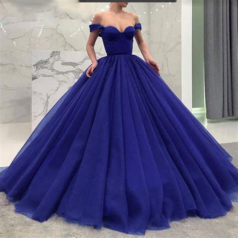 Fashionable Poofy Ball Gown Off The Shoulder Prom Dresses Oke58 Okdresses