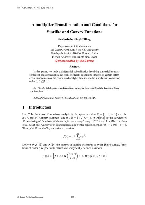 pdf a multiplier transformation and conditions for starlike and