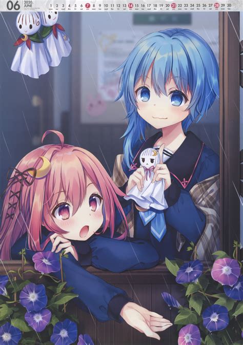 Safebooru 2girls Absurdres Ahoge Asymmetrical Hair Blue Eyes Blue