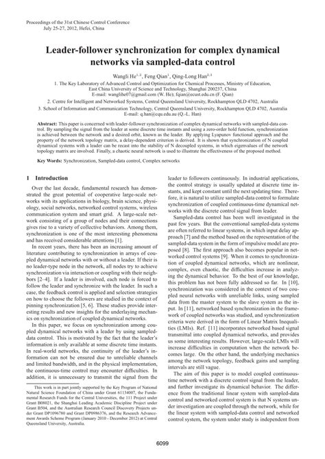 pdf leader follower synchronization for complex dynamical networks