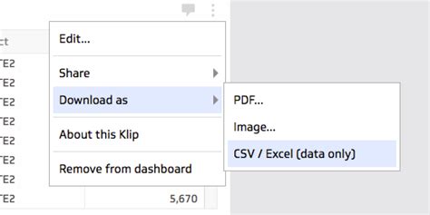 download table content filtered data klipfolio help center