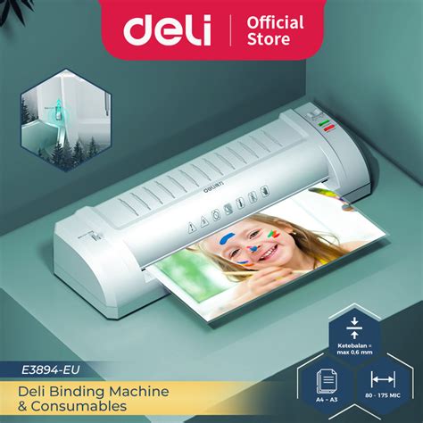 Jual Deli Laminator Mesin Laminating A3 80 175 Mic Laminasi Hot Panas