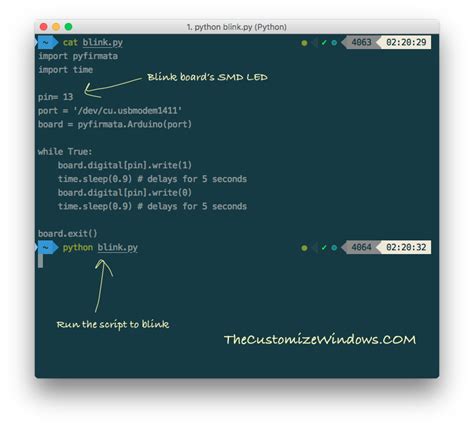 how to use python on arduino like to blink led