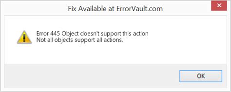 how to fix error 445 object doesn t support this action not all