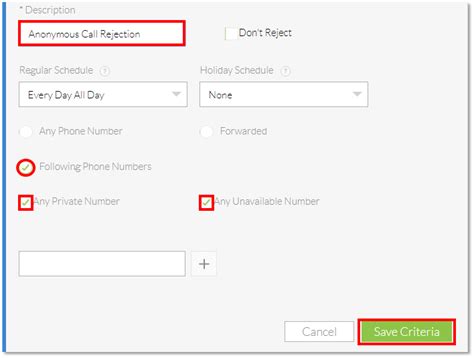 how to setup anonymous call rejection nextiva support