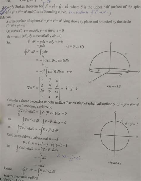 1 Verify Stokes Theorem When F Yi Zj Xk And Surface S Is The Part Of