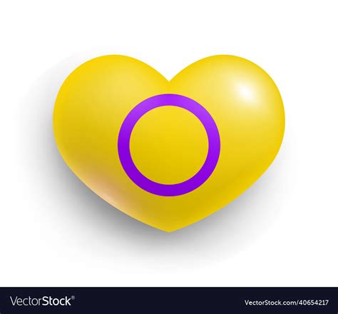 Intersex Pride Flag Of Heart Shape Glossy Badge Vector Image