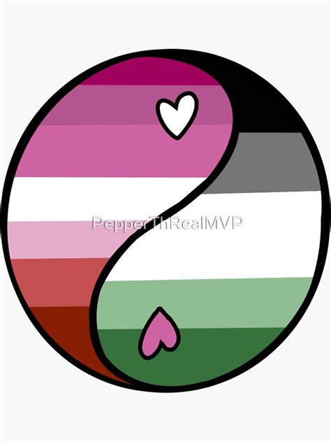 Pegatina «lesbianas Aro Aromantic Wlw Cute Lgbtq Pride Flag Yin Yang
