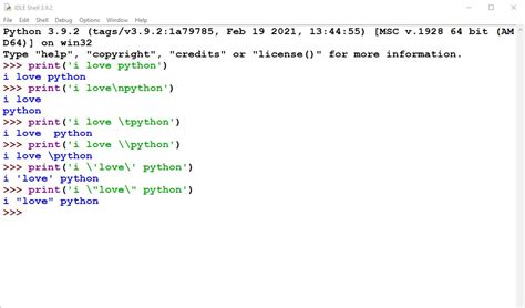 python escape sequence