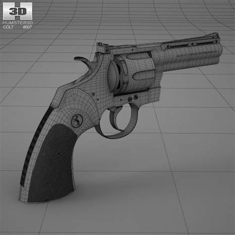 colt python 3d model weapon on hum3d