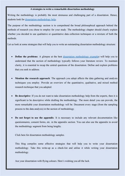 4 Strategies To Write A Remarkable Dissertation Methodology By Gracie