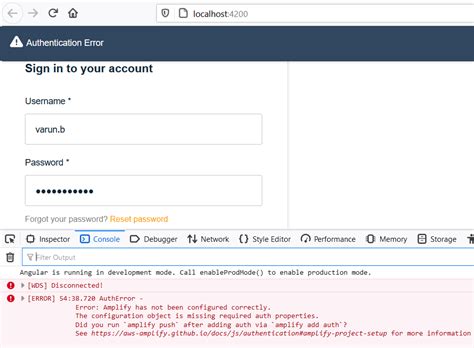 amazon cognito angular 10 aws amplify auth autherror error