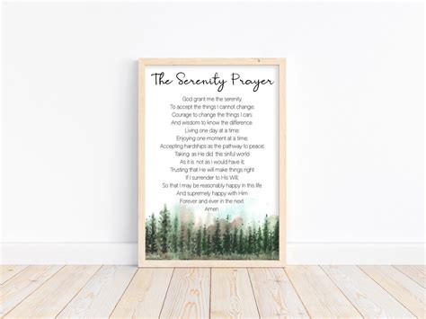 The Serenity Prayer Poster Aa Wall Art Recovery Print Sobriety Print