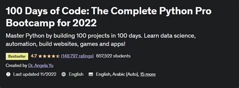 the complete python pro bootcamp for 2022 in 100 days of code