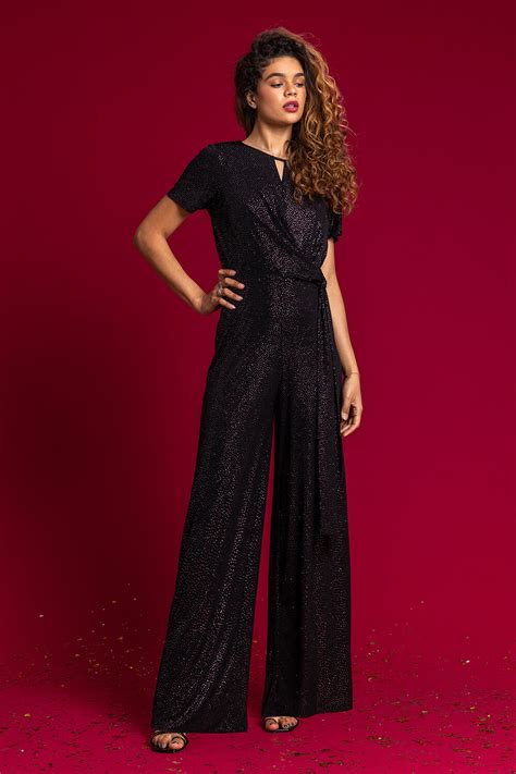 Shimmer Twist Keyhole Jumpsuit In Black Roman Originals Uk