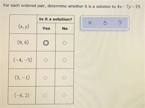 solved for each ordered pair determine whether it is a solution to 4x