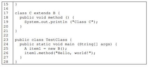 solved 2 class a public void method { system out println