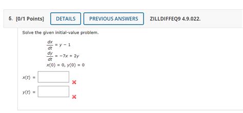 solved solve the given initial value problem dx dt