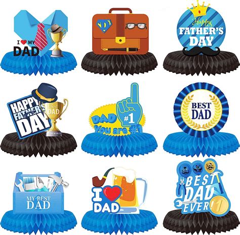 9 Pcs Fathers Day Decorations Honeycomb Centerpiece Double