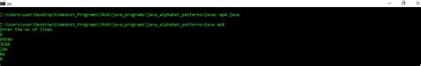 java program for character alphabet pattern 8 codedost