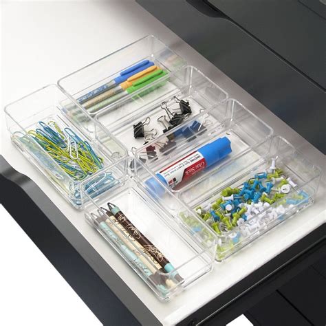 Stori Simplesort 6 Piece Stackable Clear Drawer Organizer Set 6 X 3