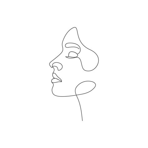 Beauty Woman Face One Line Drawing Young Girl Single Line Portrait