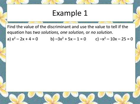 Discriminant And Quadratic Ppt Download