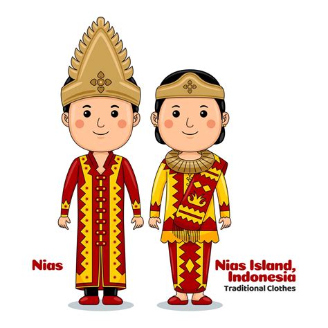 Couple Wear Nias Indonesian Traditional Clothes 17396886 Vector Art At