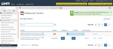 enable modsecurity in cpanel server serverok