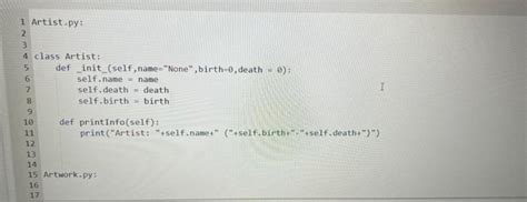 solved define the artist class in artist py with a