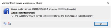 sql server unable to start service sqlserveragent on