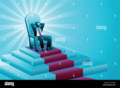 Vector Illustration Of Business Concept Businessman Sitting On Throne