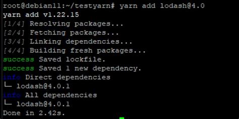 how to install yarn js node package manager on debian 11