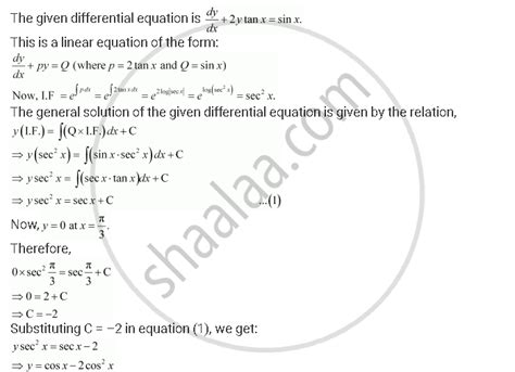 for the differential equations given find a particular solution