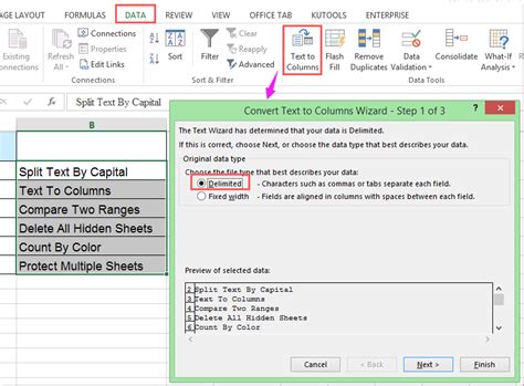 how to split text into separate columns by capital letter