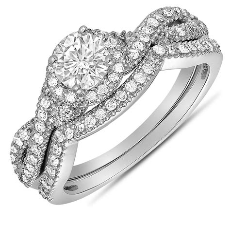 2 Carat Round Diamond Infinity Wedding Ring Set In White Gold For Her