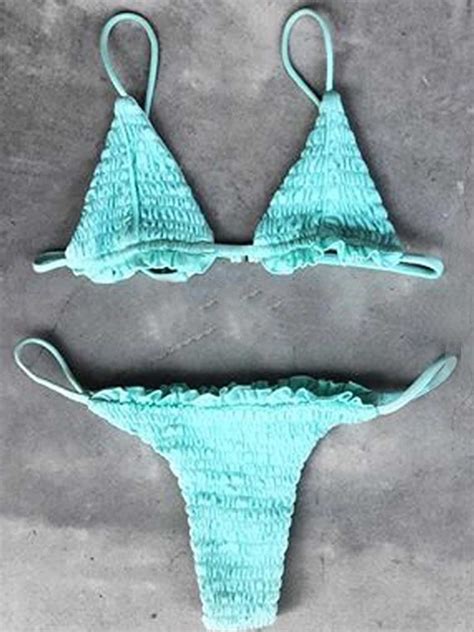 Scrunch Bikini Top Curvy Swimwear String Bikinis Tiny Triangle
