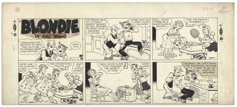 Lot Detail Chic Young Hand Drawn Blondie Sunday Comic Strip From