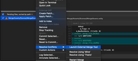 resolving conflicts in unity scenes with git and unityyamlmerge
