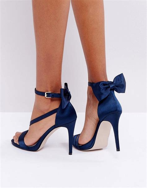 Miss Kg Bow Trim Strappy Sandals Navy Navy Blue High Heels Navy Blue