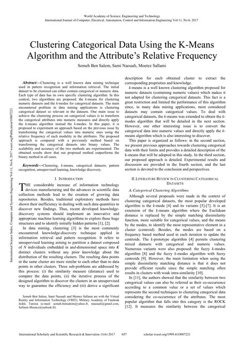 pdf clustering categorical data using the k means algorithm and the
