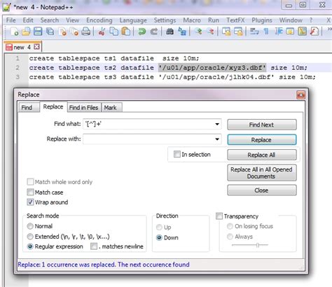 how to remove text inside single quotes in notepad